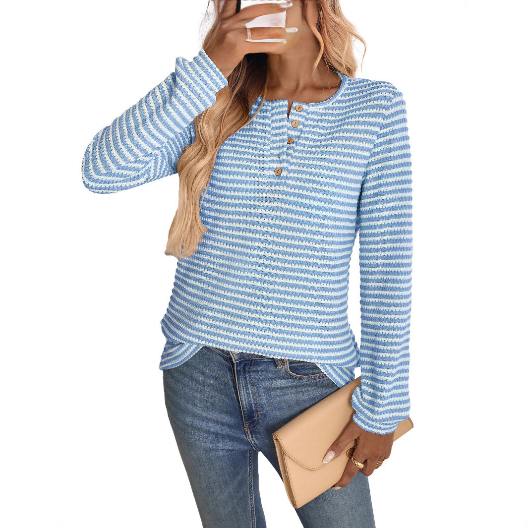 圆领纽扣休闲短袖上衣Round neck button casual shortsleevedtop