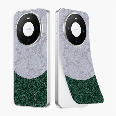 适用华为mate80Promax撞色素皮背膜华为mate80Pro背膜贴个性双色拼接华为mate80手机后膜贴