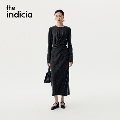 indiciaF2C5TZ420C专柜正品标记女装新收腰长袖连衣裙吊牌1589