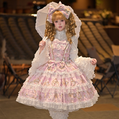 【烛台华章】韩菇凉~原创设计Lolita洋装花墙doll感jsk吊带连衣裙