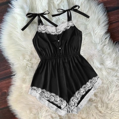 V领套装夏季家居服女睡衣