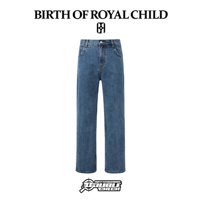 BORCstud钉钻直筒牛仔裤