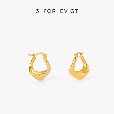 3 for evigt新年马蹄扣镀18K金余波系列时空耳环折纸造型日常极简