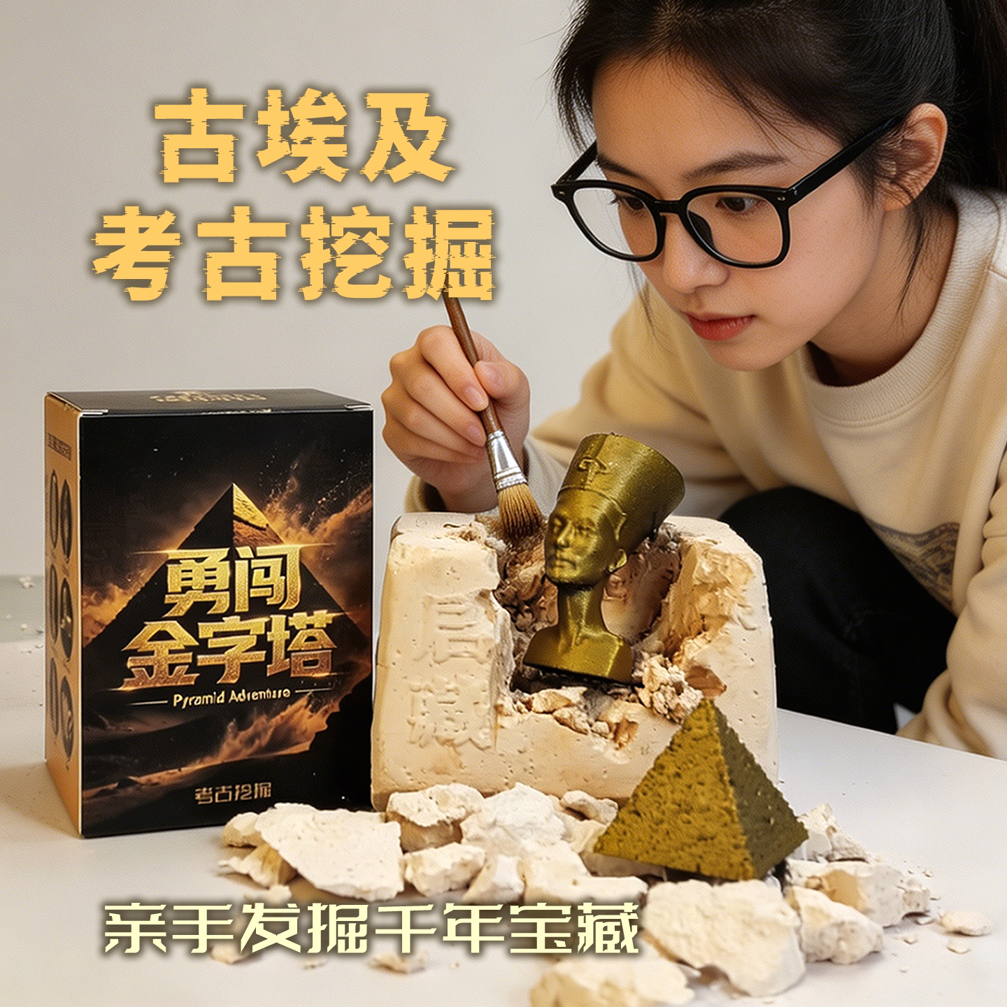 埃及金字塔考古挖掘玩具盲盒博物馆历史木乃伊寻宝挖宝藏儿童文创