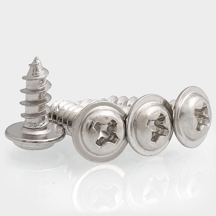 M3.5 M4碳钢圆头十字带垫尖尾自攻螺钉PWA镀镍盘头自带介子螺丝钉 - 天天券