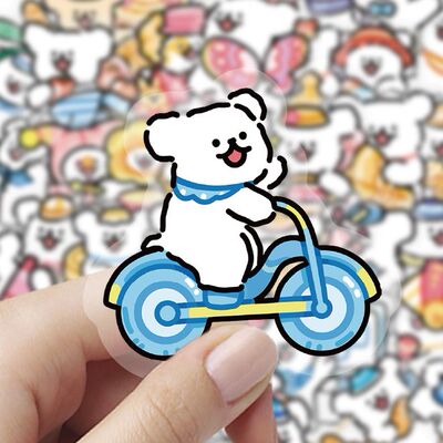 206张线条小狗PET贴纸卡通可爱ins风小白小金毛周边diy手机壳贴画