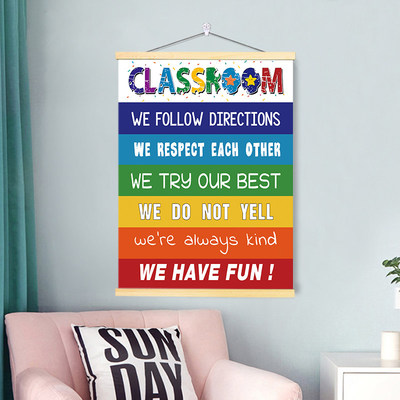 英语教室规则挂画classroom rules双语国际学校教室课堂环创装饰