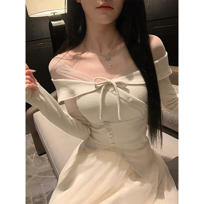 YIYIWANG微透拼接针织衫