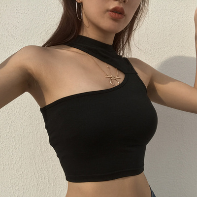 Sexy digging shoulder irregular vest  时尚性感挖肩不规则背心