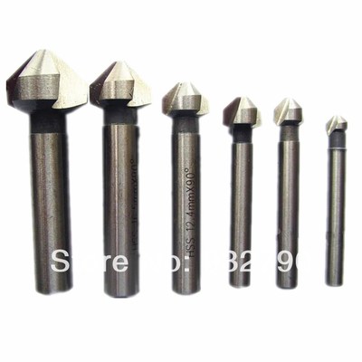 6pcs 90 Degree 3 flute HSS4241 Shank Chamfer Chamfering End