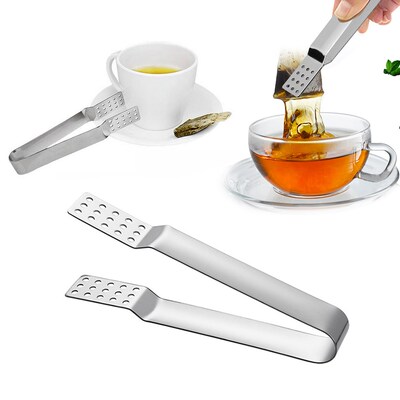 1PCS Reusable Stainless Steel Tea Bag Tongs Teabag Squeezer