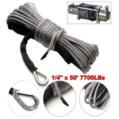 Winch Rope String Line Cable with Sheath Gray Synthetic Towi