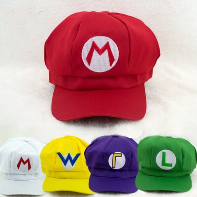 Anime Super Mario Hat Cap Luigi Bros Letter Printed Cosplay