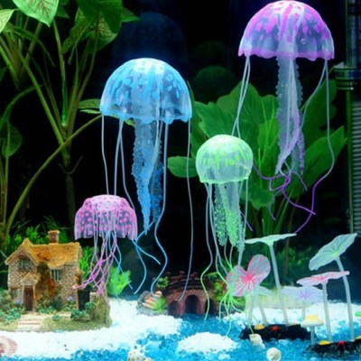 5 Colors Artificial Aquarium Jellyfish Ornament Decor Glowin