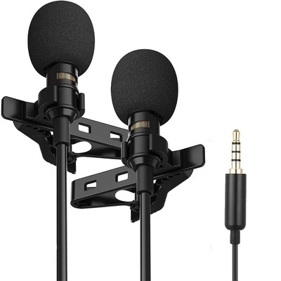 Professionnel Dual Mini Lavalier Microphone For Phone Laptop