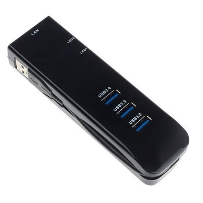 3 Ports USB 3.0 Hub + 1000M Gigabit Ethernet Network Lan Ada
