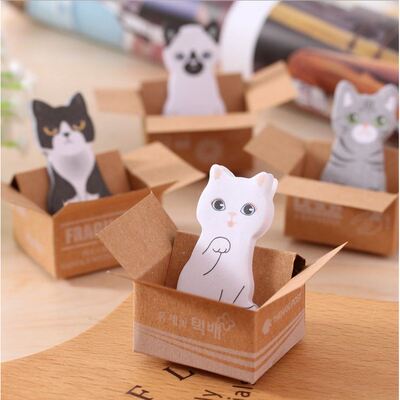 0817 韩版 Carton可爱纸箱猫咪 小巧便签本便签贴|N次贴|便利贴