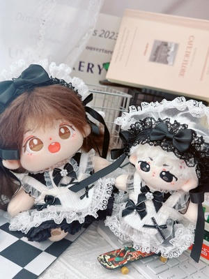 现货棉花娃娃娃衣10cm15cm20cm黑色宅邸女仆连衣裙子生日礼物女孩