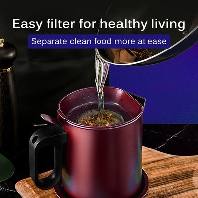 Stainless Steel Oil Filter Pot Leakproof Kitchen Oil Separat