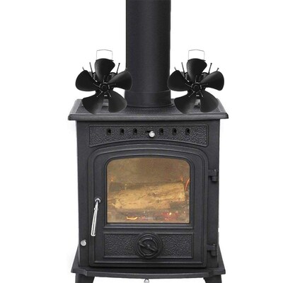 Upgrade Black Fireplace 5 Blade Heat Powered Stove Fan Log W
