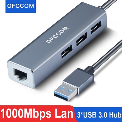 USB Ethernet USB 3.0 2.0 to RJ45 Hub 10/100/1000M Ethernet A