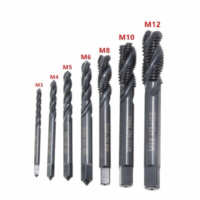 7pcs Spiral Thread Tap HSS Nitriding Coated Right Hand Screw