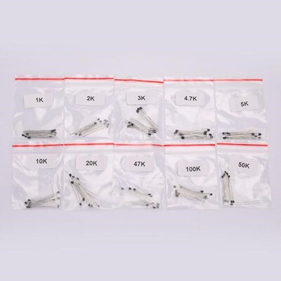 100pcs=10value*10pcs NTC Thermistor Resistor Kit 1K 2K 3K 4