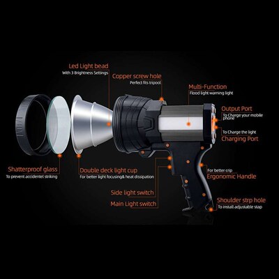 Super bright LED Portable Spotlights Flashlight searchlight