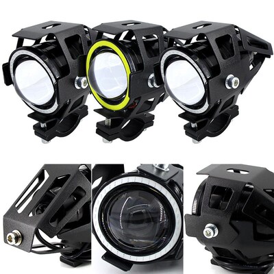 2PCS 125W Motorcycle Headlight w/ Angel Eye Devil Eye 3000LM