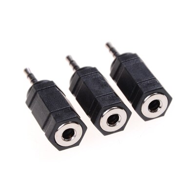 Black 3 PCS 2.5mm Male To 3.5mm Female Audio Stereo Headpho