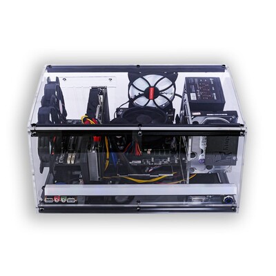 Full-side transparent acrylic horizontal computer mainframe