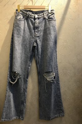 原单monki重工蓝色破洞牛仔裤26码 清仓不退不换