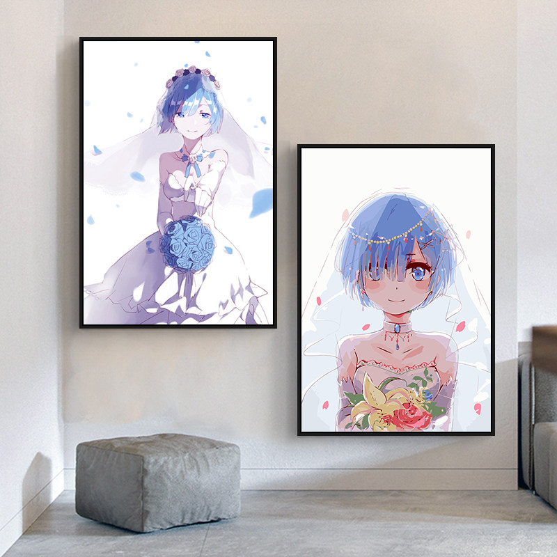 从零开始的异世界生活手工 diy数字油彩画蕾姆少女动漫填色装饰画