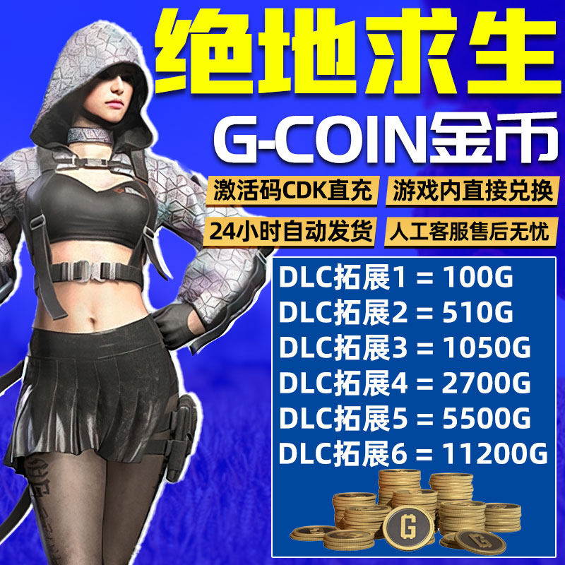 pubgg币PUBG皮肤cdk绝地求生G-coin金币充值吃鸡steam兑换激活码_虎窝淘