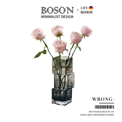 BOSON·Wong·花瓶轻奢创意异形透明花器客厅餐桌装饰摆饰 | 错位
