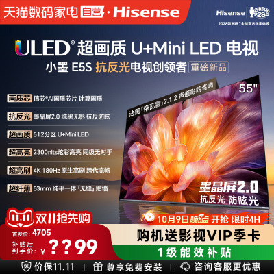 海信小墨E5S 55吋 U+MiniLED信芯芯片墨晶屏2300nits高刷电视122