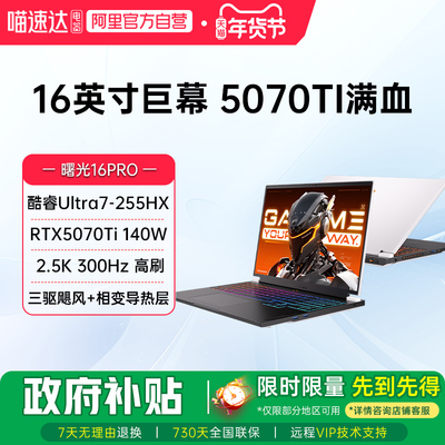 MACHENIKE 笔记本电脑 机械师曙光16pro机械师RTX5070Ti/RTX5090酷睿Ultra7 255HX 300Hz16英寸游戏本187