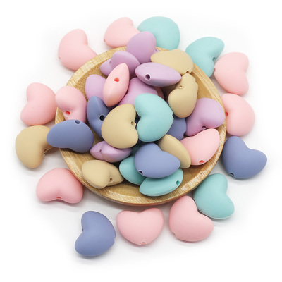 Cute-Idea 10pcs Heart  Silicone Beads Teether Chewable Teeth