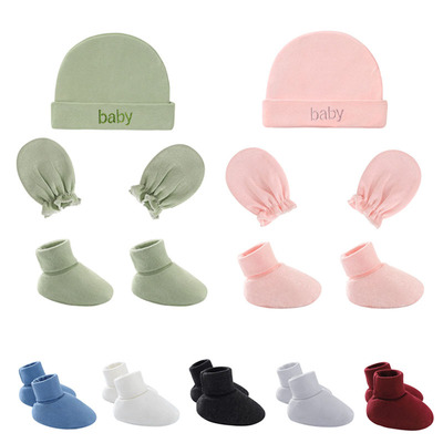 Newborn Hat+Gloves+Socks Set for Baby Boy&Girl Cotton Fall C