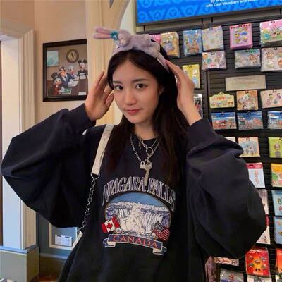 vintage loose sweatshirt women winter couple clothes oversiz