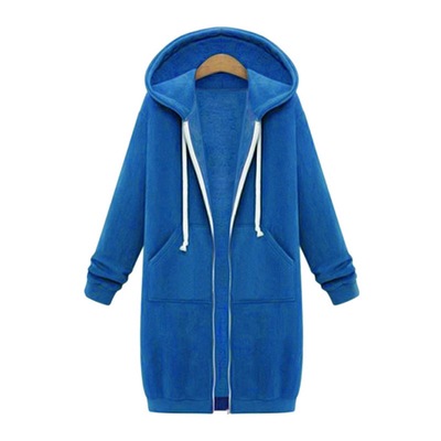 Autumn Winter Casual Women Long Hoodies Sweatshirt Coat Zip