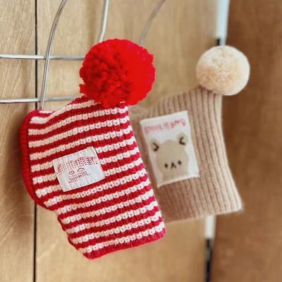 冬日毛孩美拉德狗狗猫咪宠物圣诞装帽子手工编织毛线可爱过年装扮