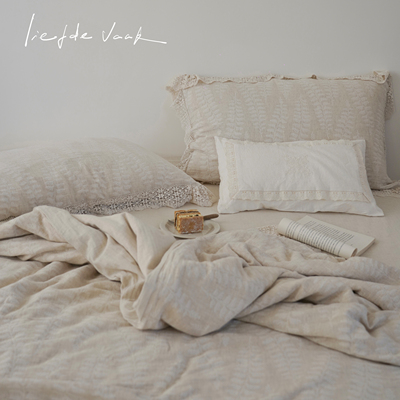 法式蕾丝花边棉麻三层纱四件套