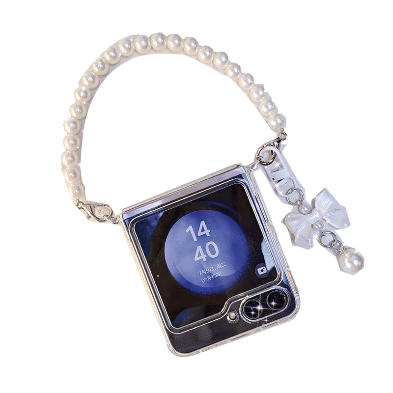 三星zflip6手机壳透明蝴蝶结链