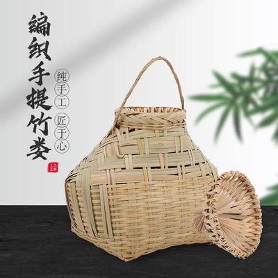 鱼篓纯手工小竹篓竹制品50517工艺装饰笼舞台道具摘茶叶竹编装养