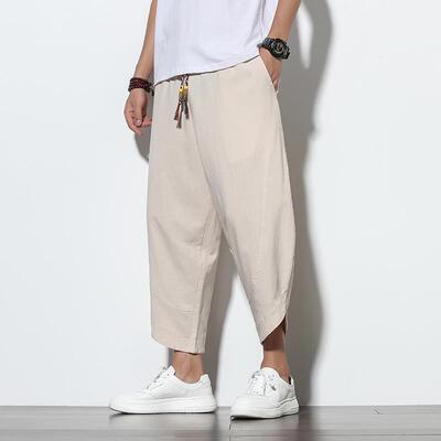 速发Men+2021+Autumn+Ankle-length+Pants+Solid+Harem+Pants+Men