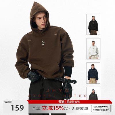 HYQ经典logo哥特J潮牌连帽卫衣