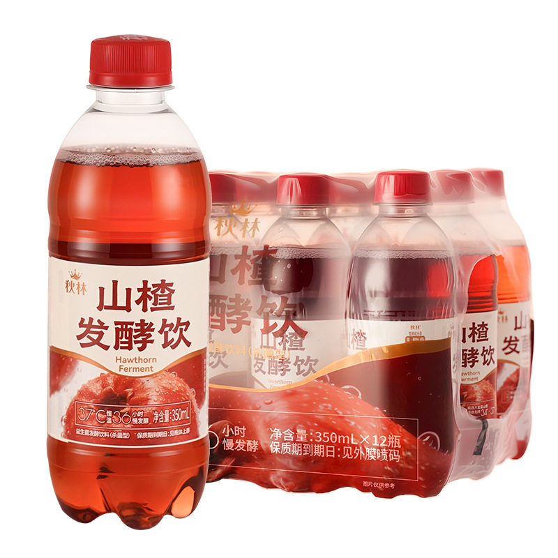 秋林新品 山楂发酵饮 350ml*12瓶 发酵饮料酸甜果味饮品