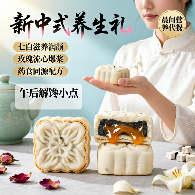 七白芡实糕玫瑰流心药食同源下午茶点心早餐休闲茶点老人零食糕点