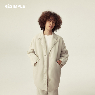 RESIMPLE简单点棉服男长款翻领基础棉衣保暖翻领外套冬季新款1148